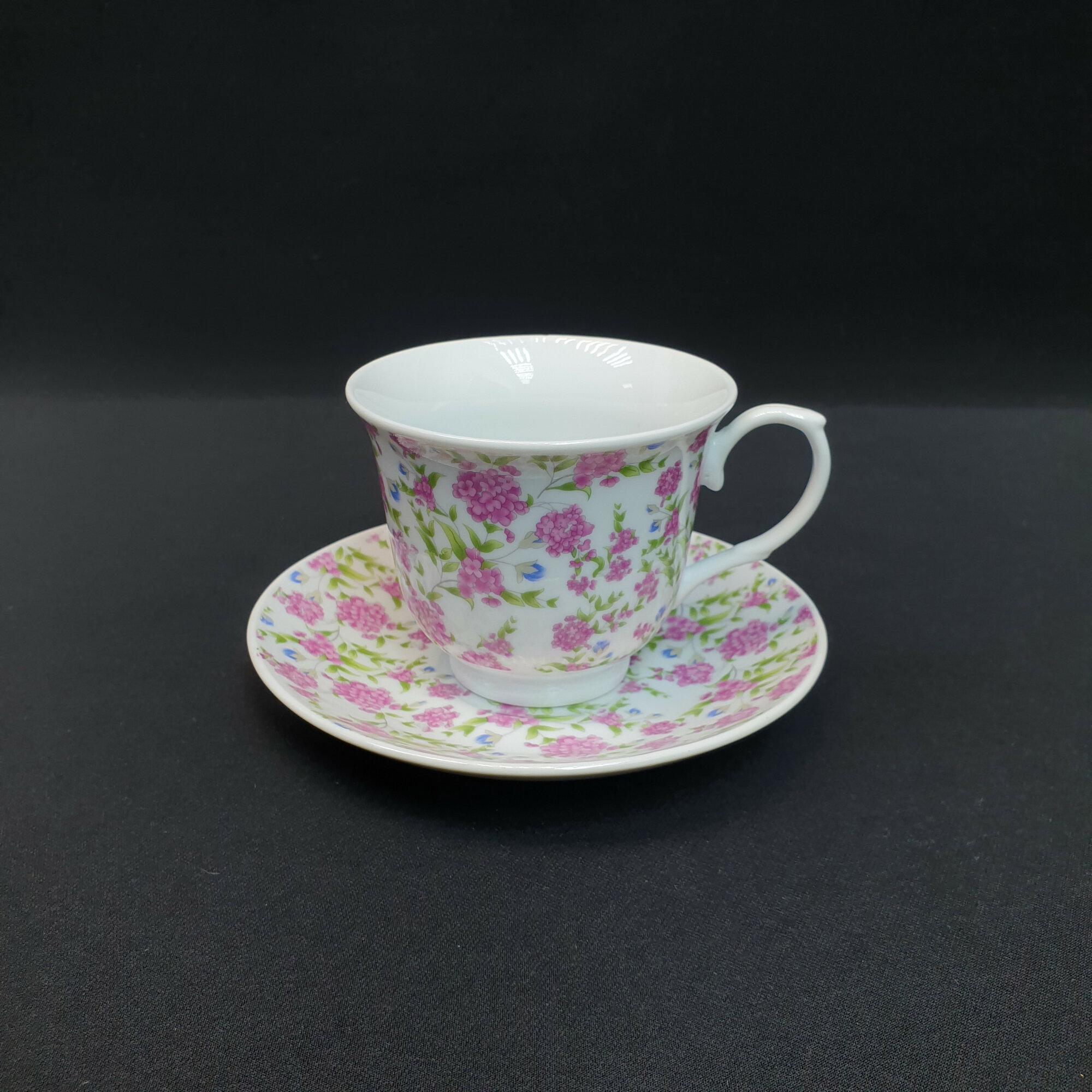 Винтажная чайная пара, фарфор деколь 220 мл, Китай