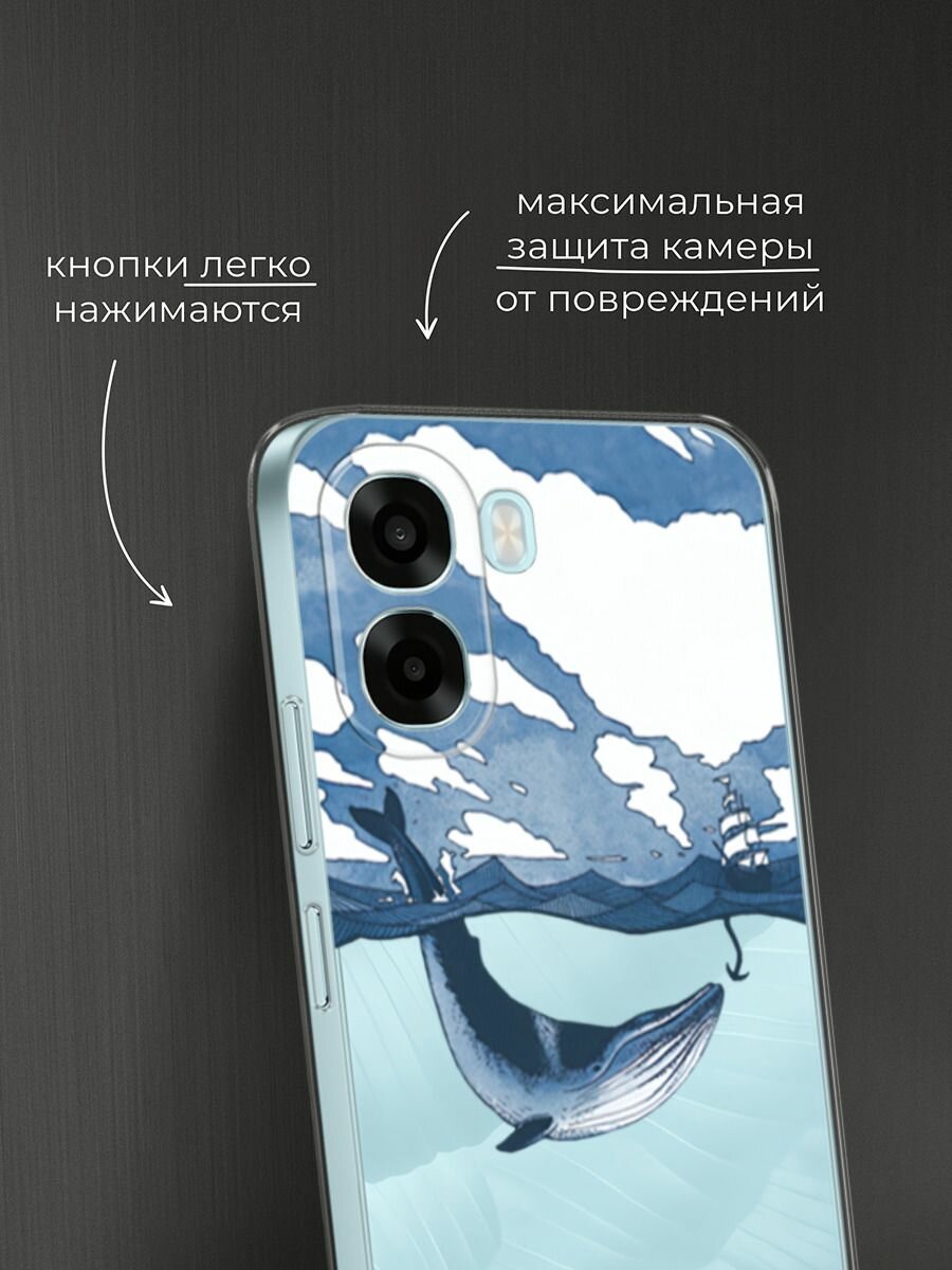 Чехол на Oppo A6x / Оппо A6x с принтом Большой кит, прозрачный — фото 1