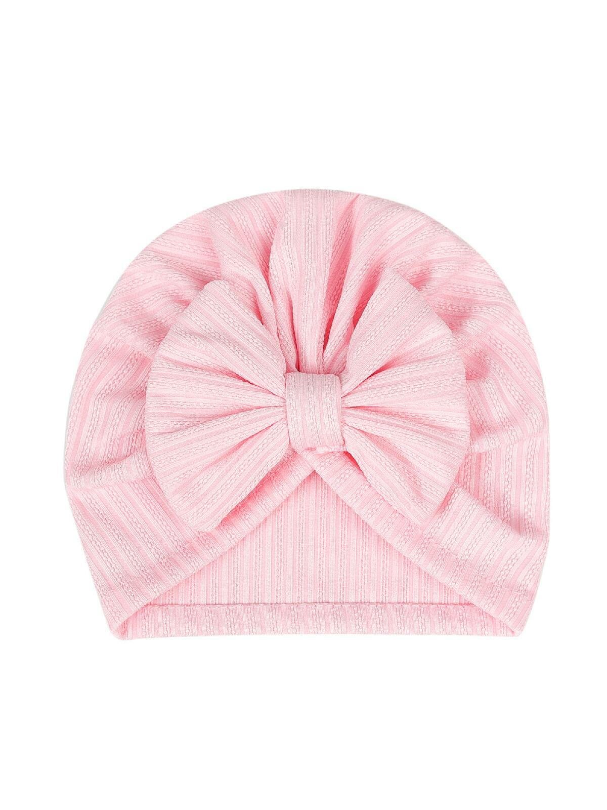 Детская шапочка-бини с бантом, Розовый