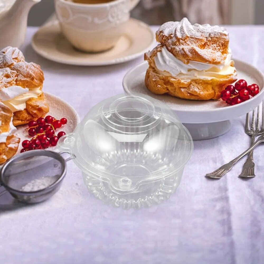 Набор прозрачных пластиковых коробок для кексов с куполом из пэт, для хранения выпечки, 200 шт