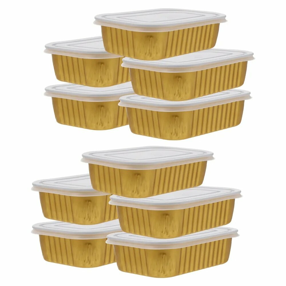 Золотые одноразовые алюминиевые контейнеры с крышками для кухни, набор из 30 штук