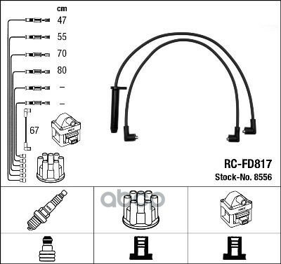 Высоковольт. провода ком/кт FORD Scorpio I-II/Sierra 2,0/2,0-16v NGK арт. 8556