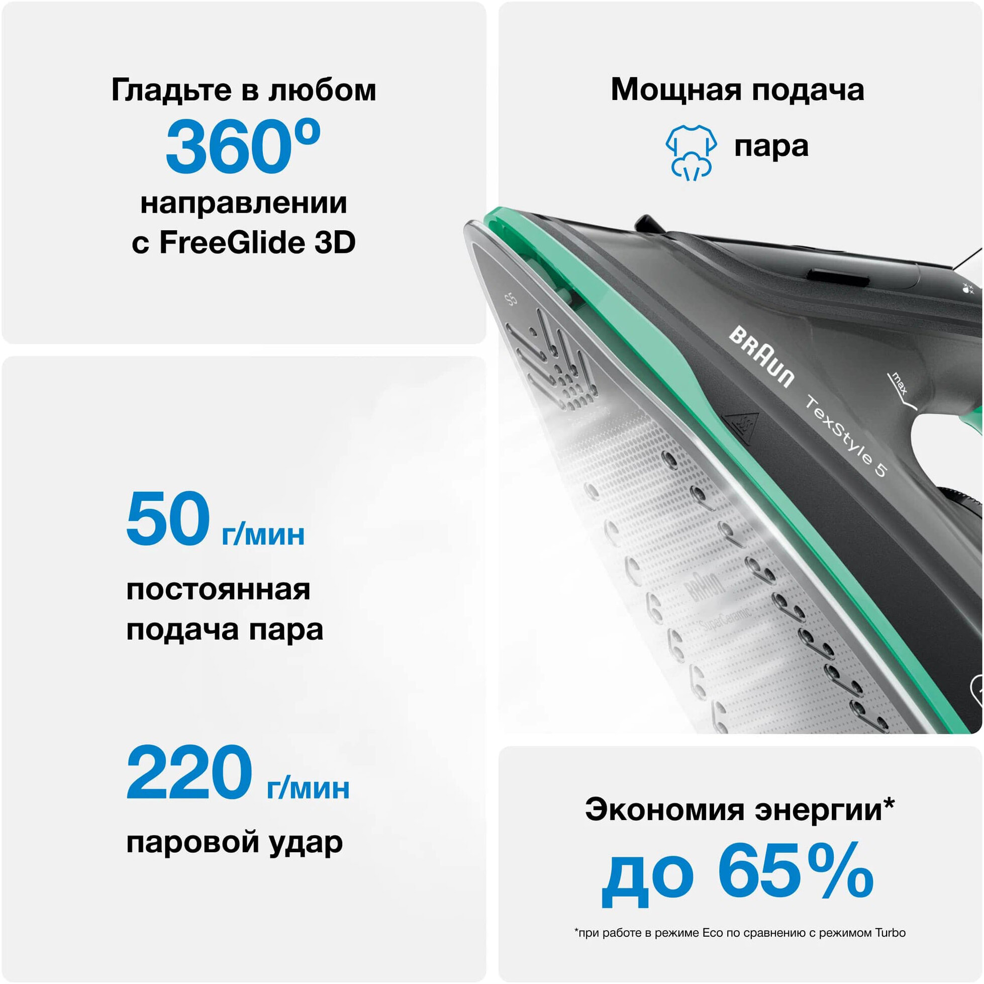 Утюг Braun SI5277GR, 2700Вт, керамическое покрытие, вертикальное отпаривание