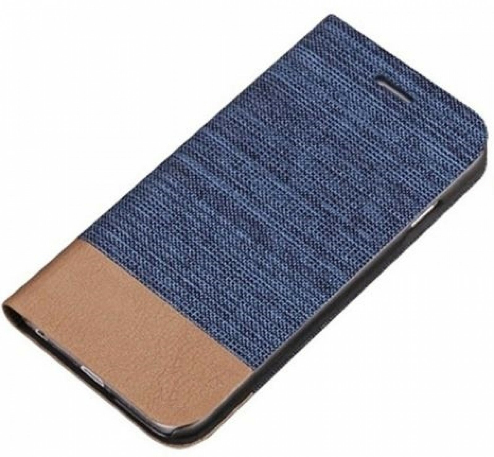 Чехол-книжка MyPads для Alcatel 1 5033D синий водоотталкивающий из настоящей джинсы с мульти-подставкой и металлической основой