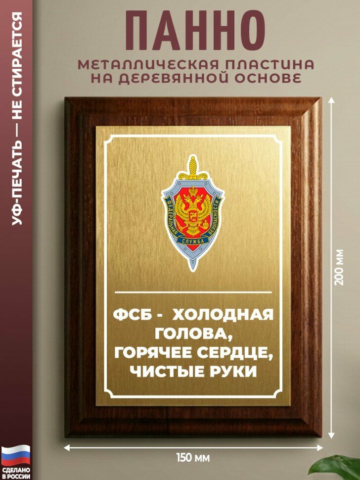 Настенный диплом "ФСБ - холодная голова, горячее сердце, чистые руки"