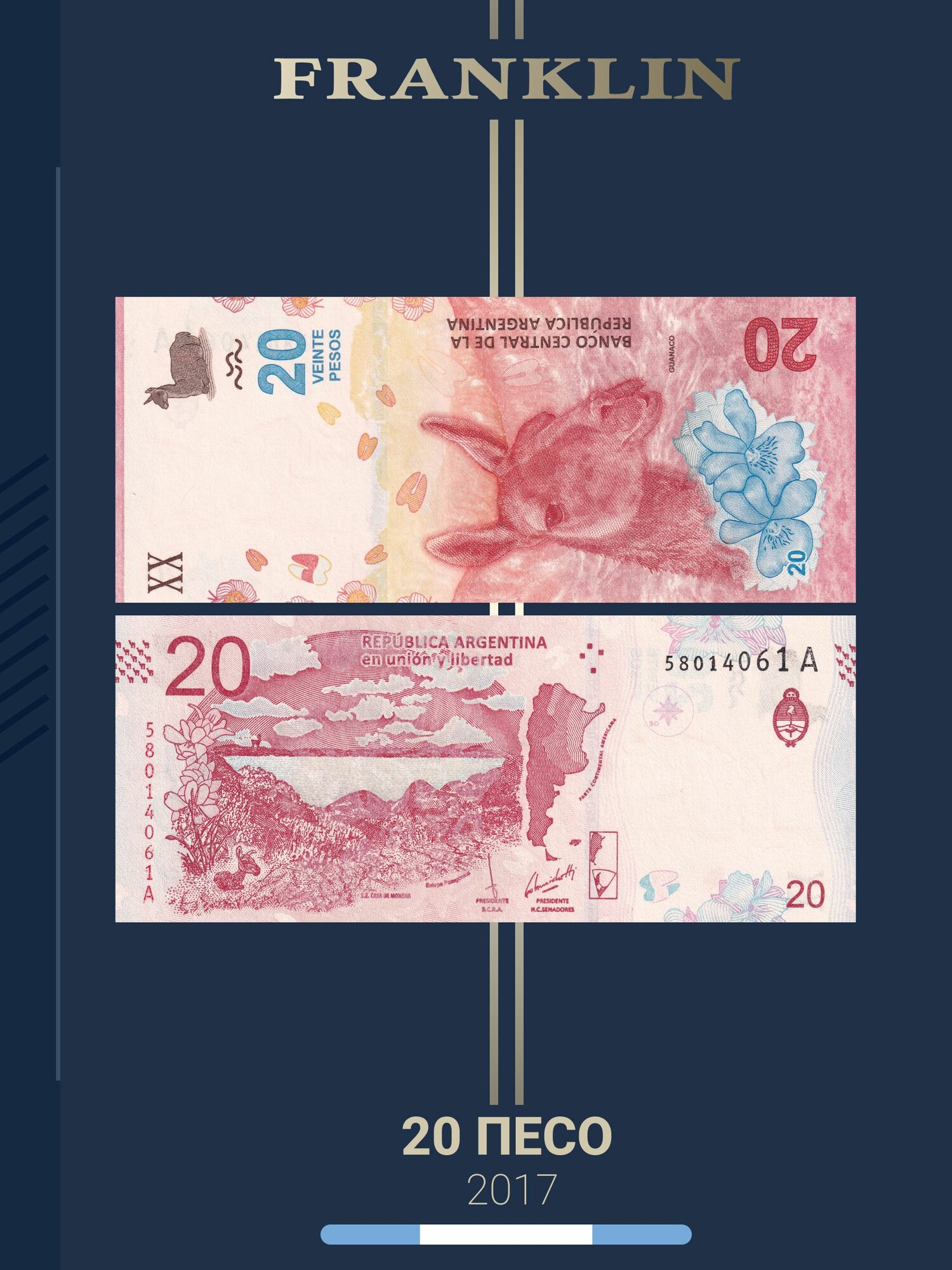 Банкнота Аргентина 20 песо 2017 год (UNC) Pick 361