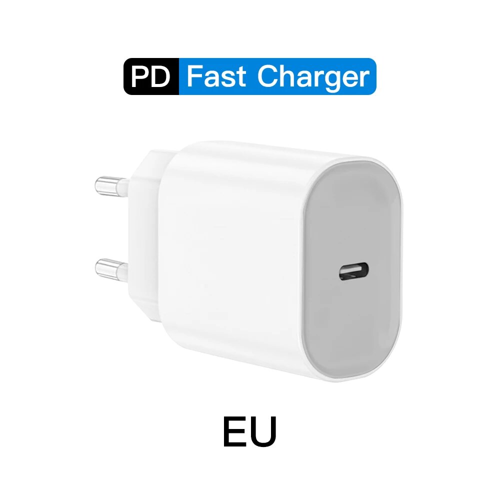 Быстрое зарядное устройство 30 Вт PD для iPhone 12 13 14 15 16 17 Pro Max Plus, кабель USB-C EU Plug
