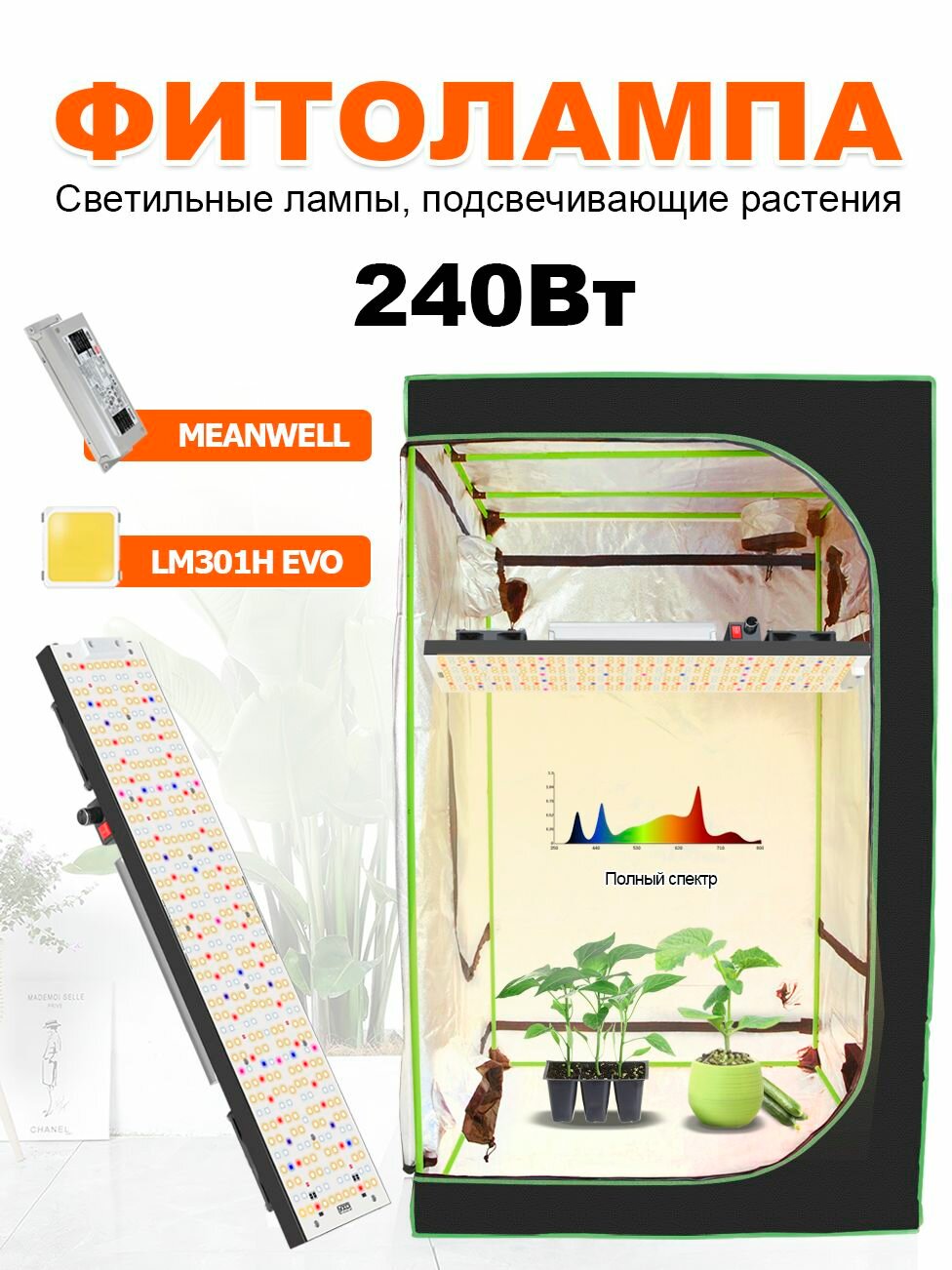 Quantum Board 240 Ватт диоды Samsung LM301H EVO фитосветильник в гроубокс / фитолампа для растений