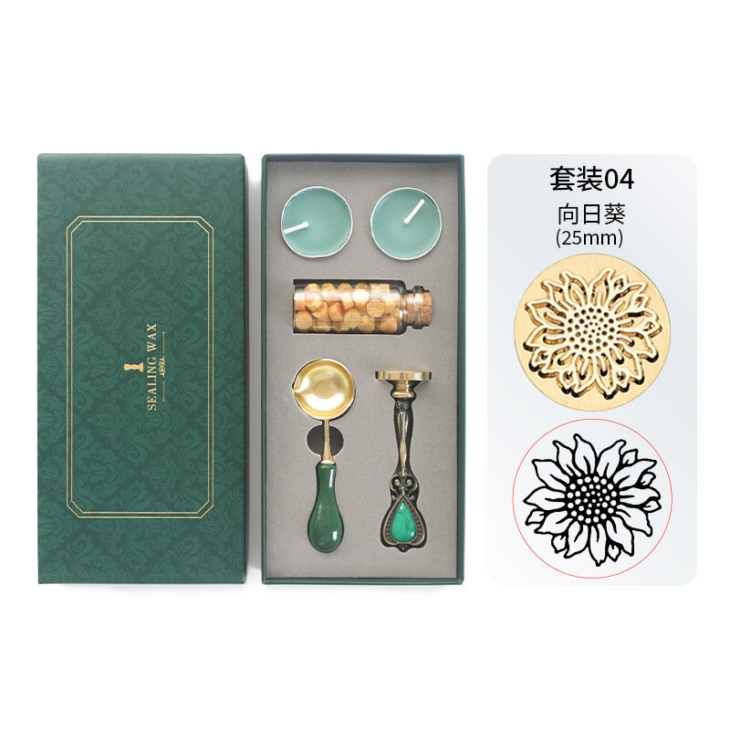 Оптовая продажа от производителя: Набор для печатей из воска, набор восковых бусин, одноголовочный набор для печатей из воска в темно-зеленом цвете.