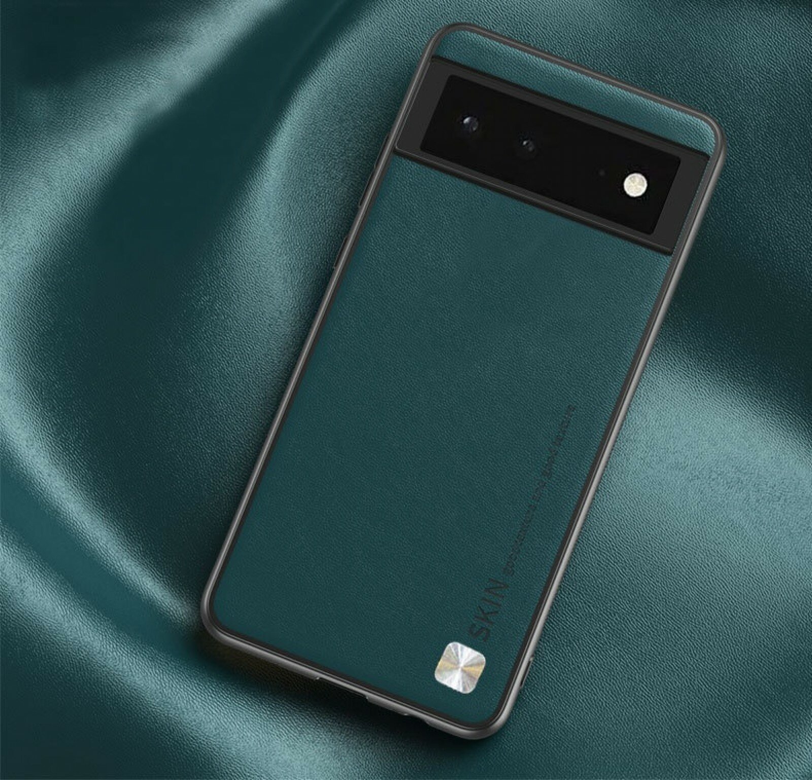 Чехол-бампер-панель-накладка MyPads Sotto la pelle для Google Pixel 7A из силикона с вставкой из эко-кожи зеленый