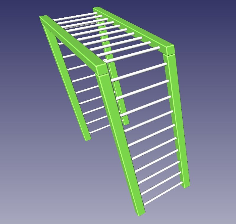 Рукоход тросет 2500 деревянный пристенный для крепления к вертикальной поверхности