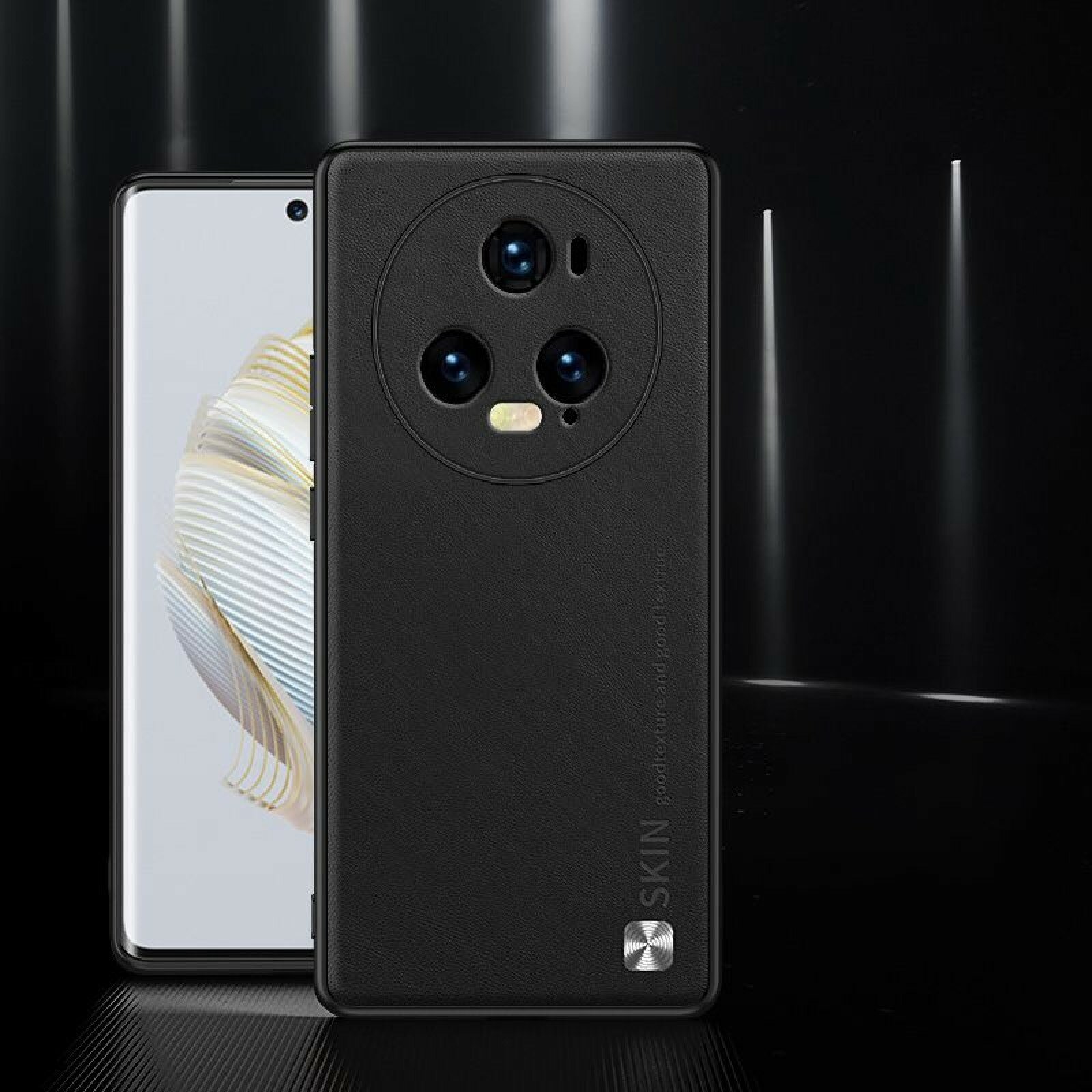 Кожаный чехол MyPads для Honor Magic5 Pro тонкий легкий с мягкой рамкой