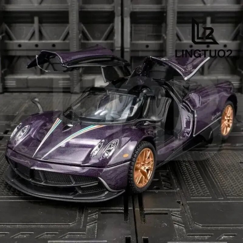 Коллекционная модель Pagani Huayra Roadster 1:32 purple машинка с открывающимися дверьми — фото 1