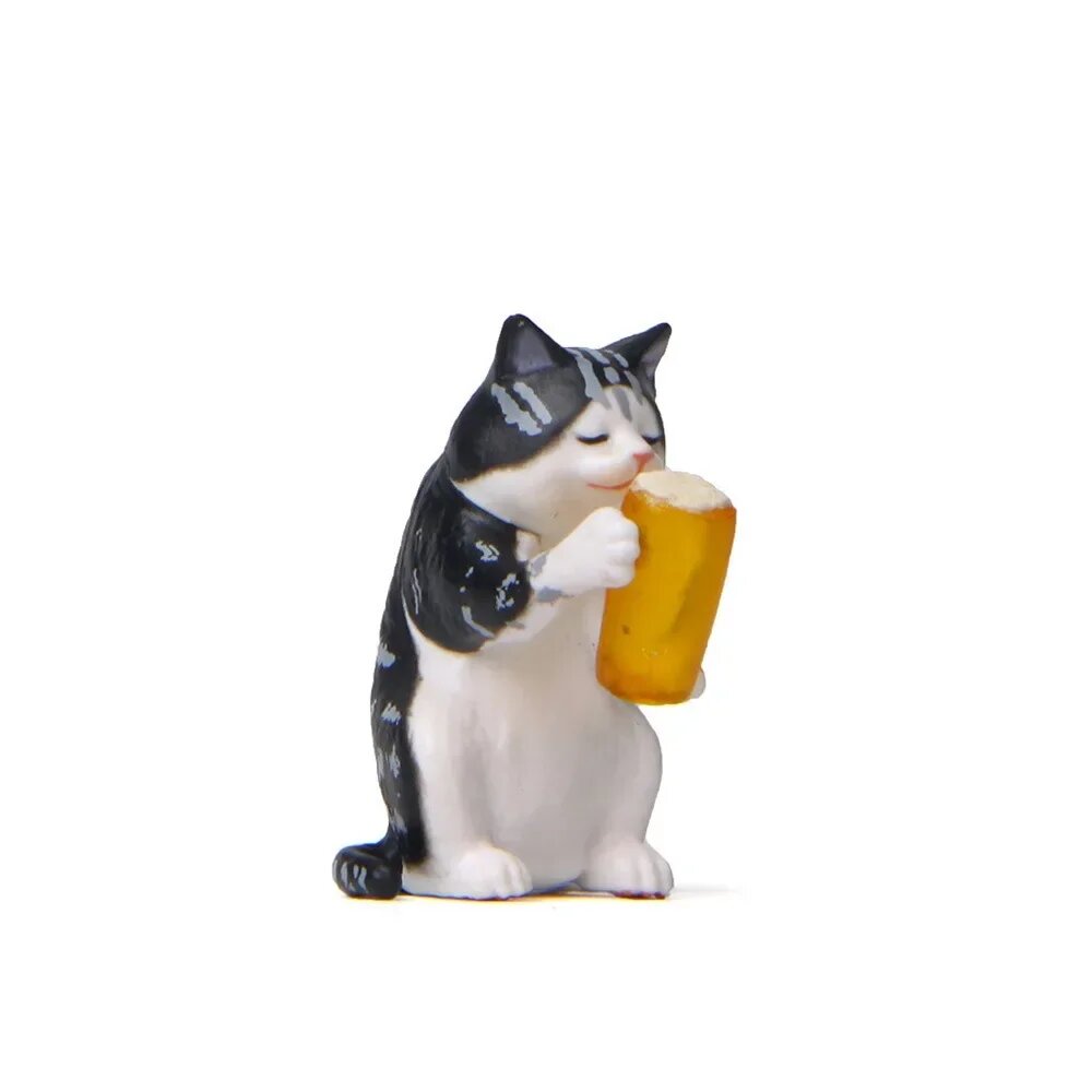 Фигурка кота с пивом, ПВХ, Black