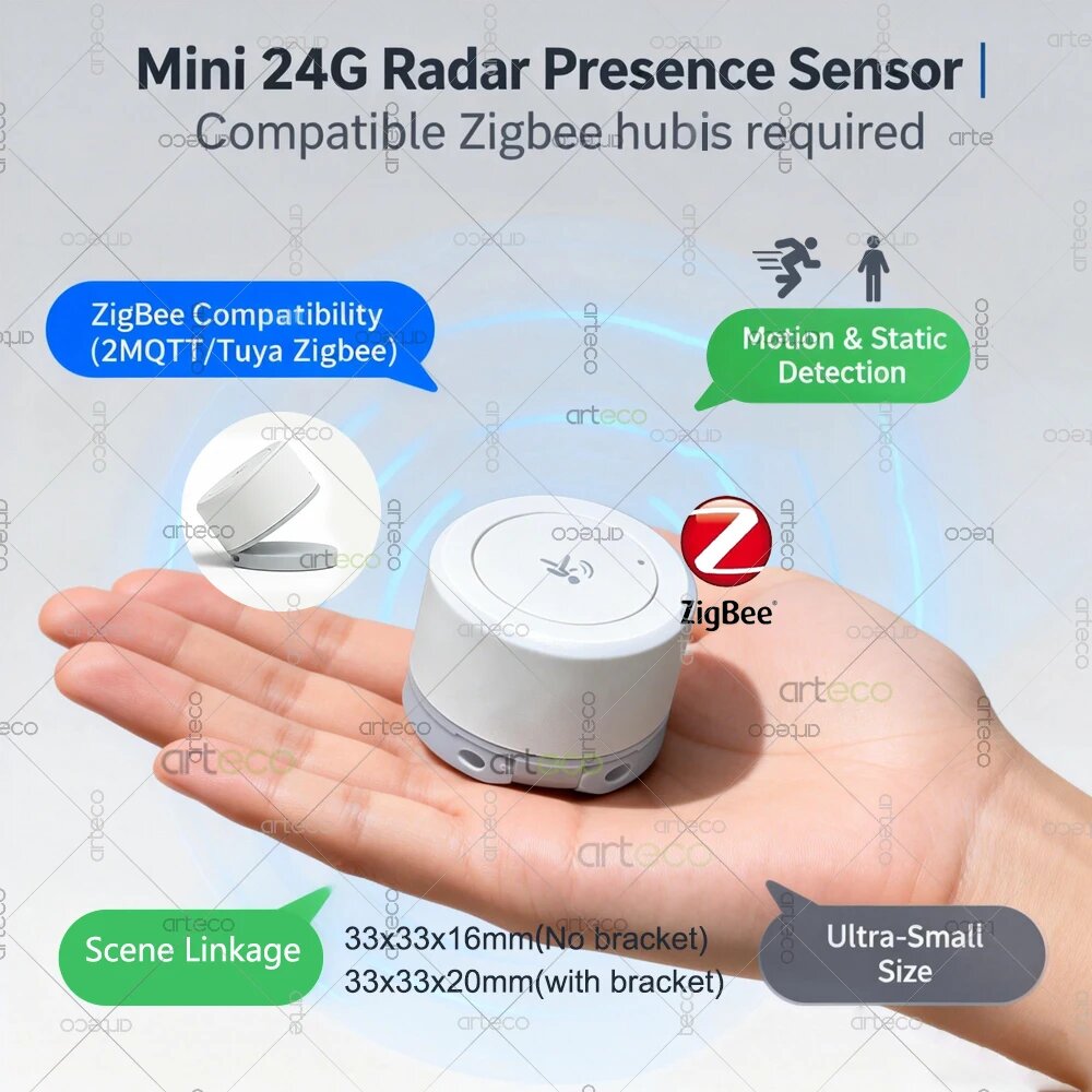 Датчик присутствия Zigbee 24G Tuya с кронштейном — фото 1