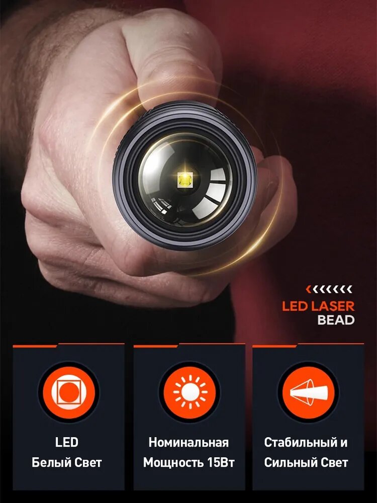 Philips Фонарь-прожектор, 15 Вт, 600 Лм, 300 м, Холодный белый, Серебристый, IP54 — фото 1