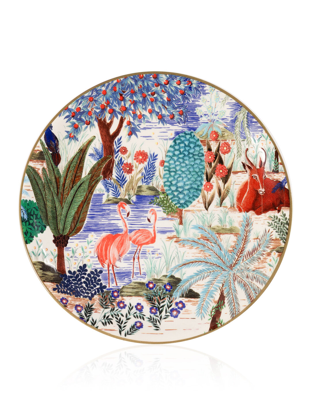 Тарелка для канапе Gien Le Jardin Du Palais Фламинго, 17 см, фаянс, 1 шт.