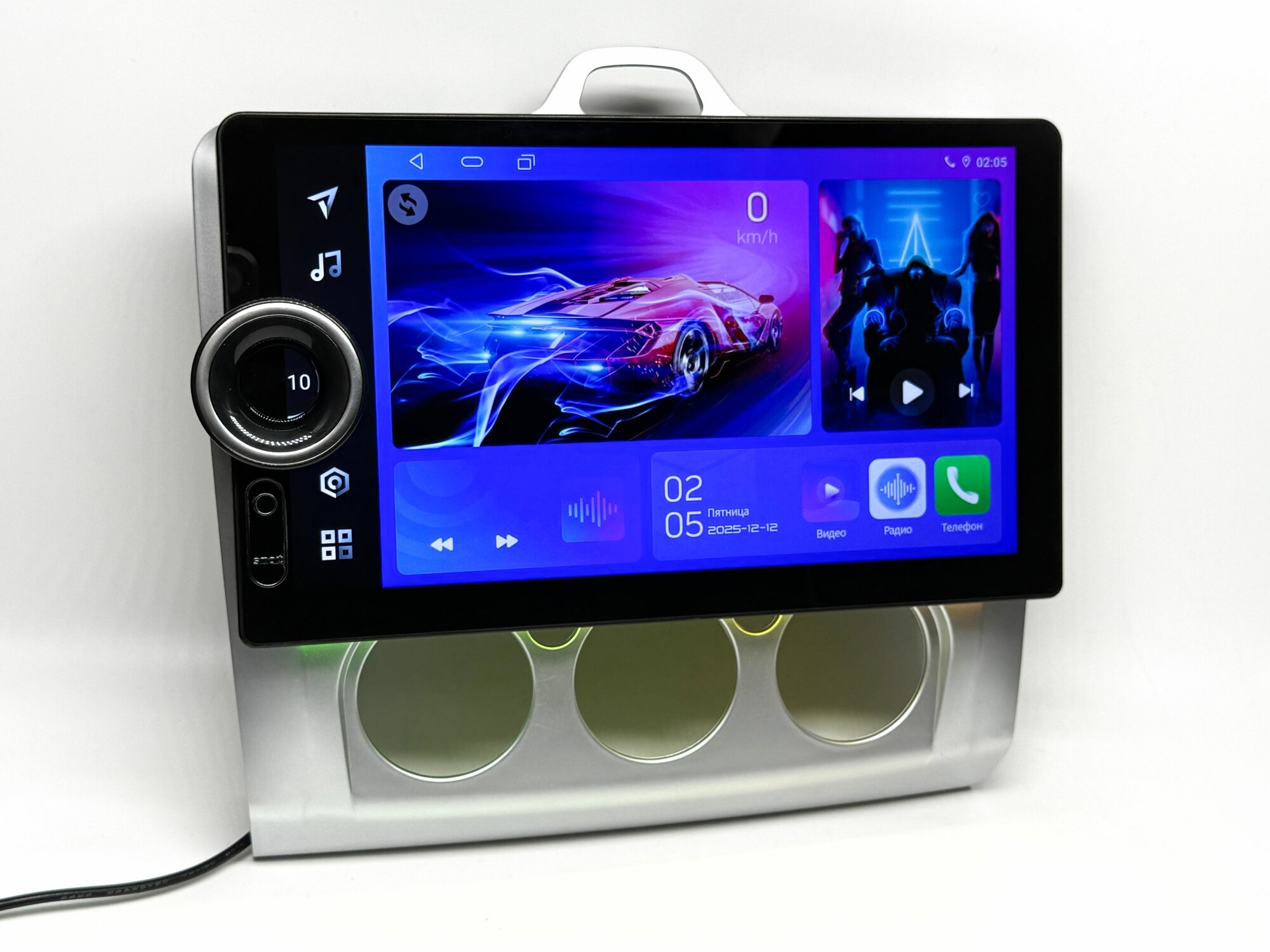 Магнитола 8-core 4/64 ГБ Ford Focus 2 Кондиционер Серебристая RGB-подсветкой и крутилкой