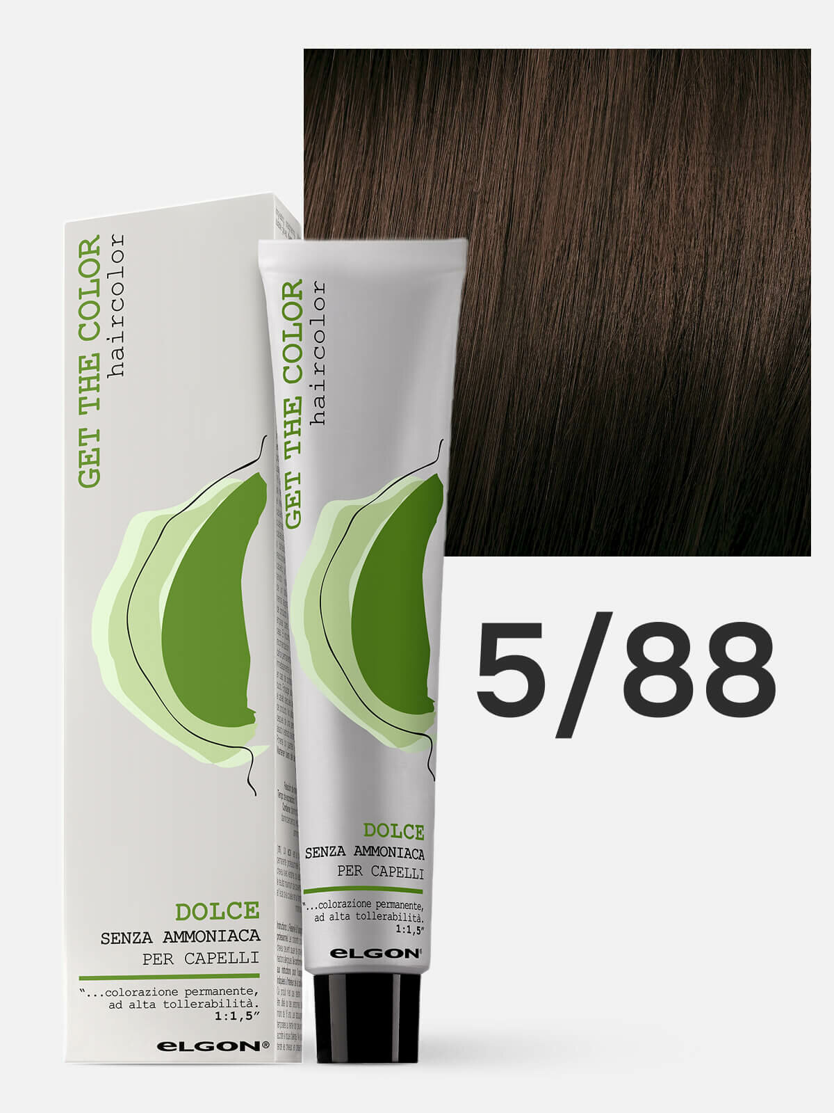 Крем - краска для волос профессиональная без аммиака Elgon Get the Color Dolce 5/88 Светлый каштановый Интенсивный шоколадный, 100 мл