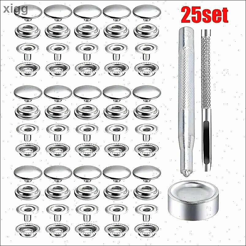 Кнопка установочная кнопки для одежды d-15мм, Серебряный, Инструменты для монтажа, 100-штуки.