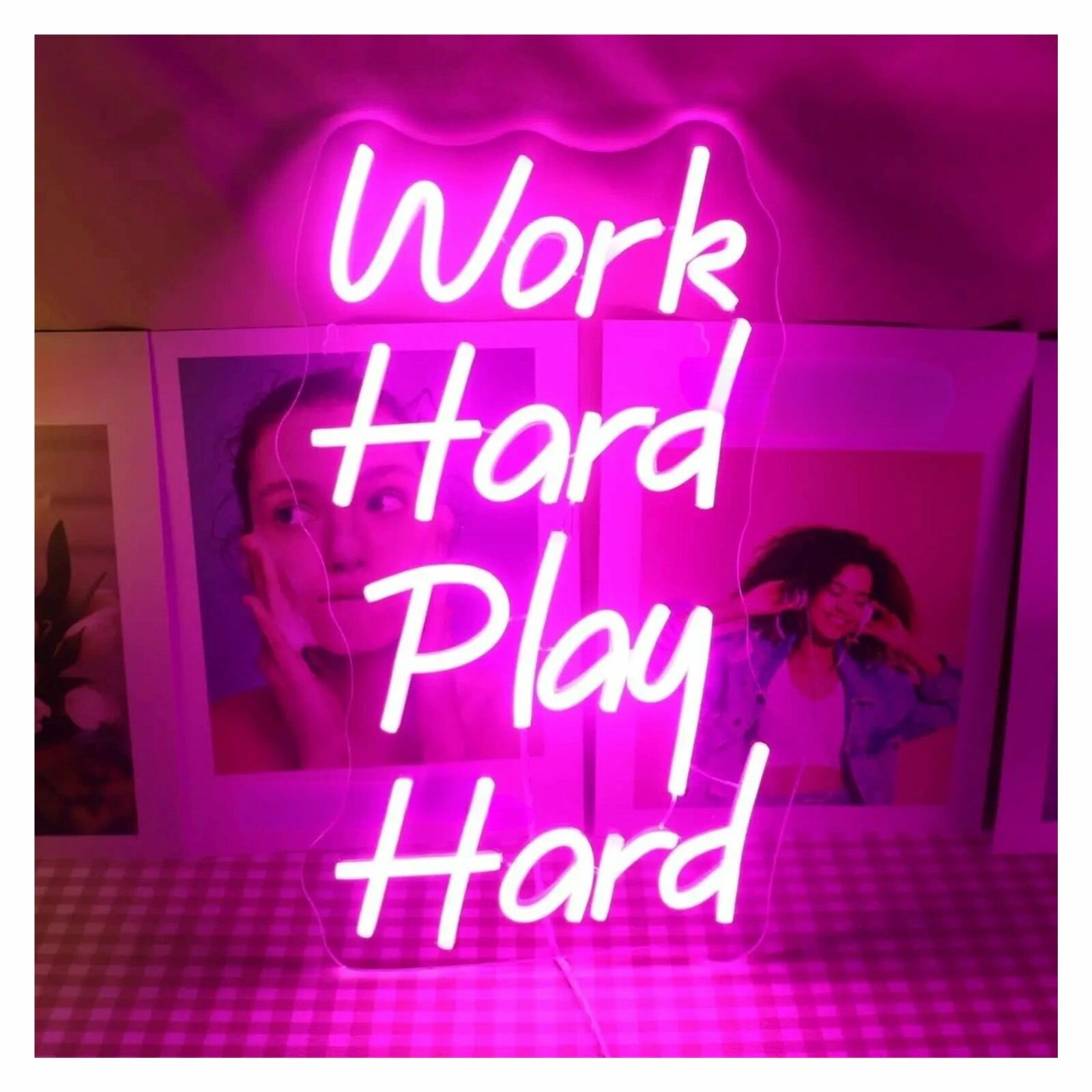 Work Hard Play Hard Неоновая Вывеска 23,6смx39,7см