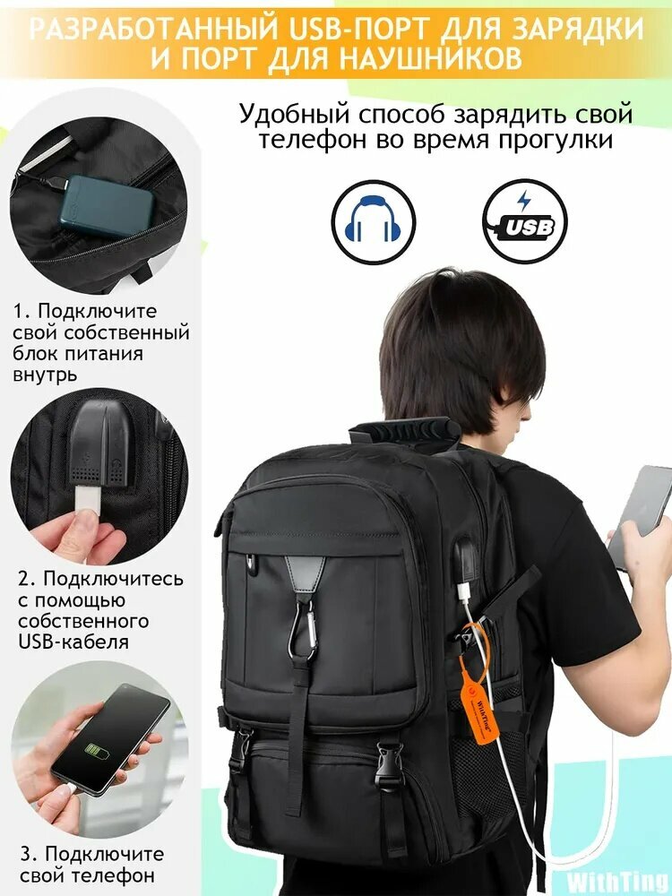 Рюкзак туристический 40 л, HappyBuy GO, с отделением для обуви и ноутбука 17,3" — фото 1