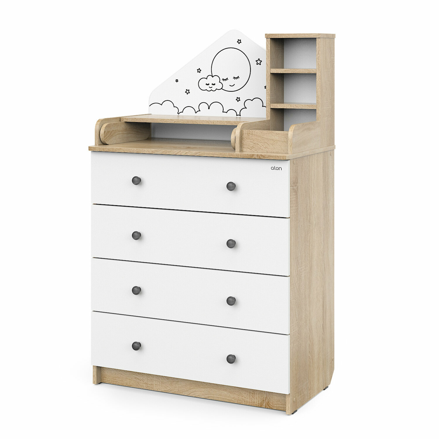 Атон Комод Сириус "ALF" трансформер с шариковыми направляющими 4 ящ. дуб сонома-белый