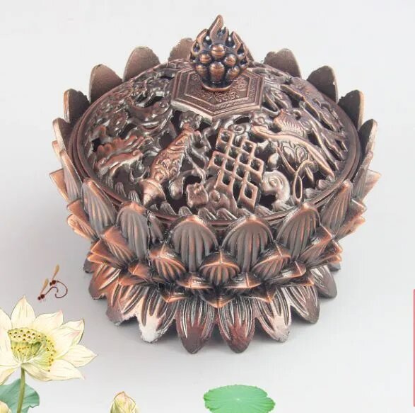 Курительница "Лотос" металл (9*7.8см.) бронзового цвета в китайском стиле
