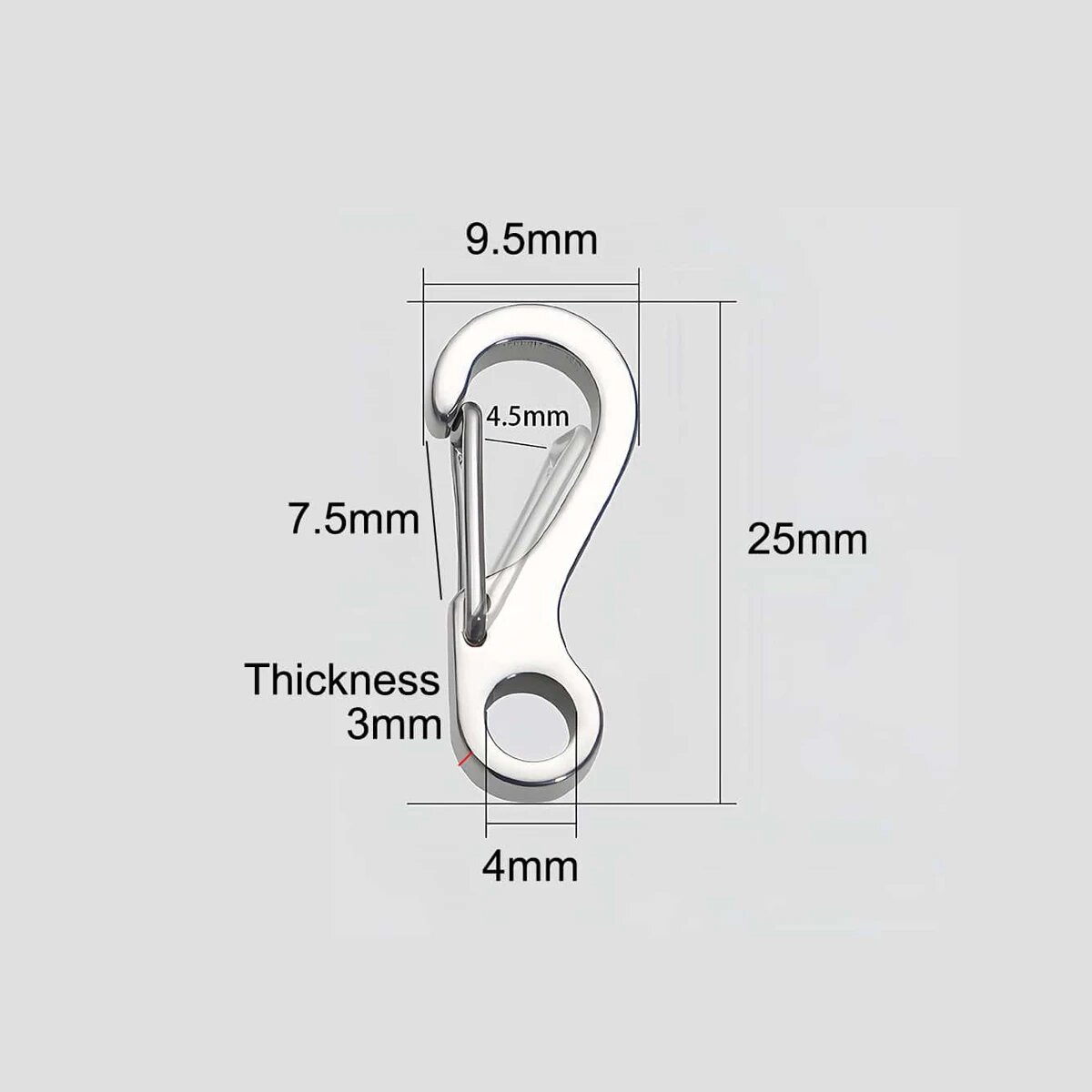 Мини-карабины из нержавеющей стали 25x10x3mm - 10шт
