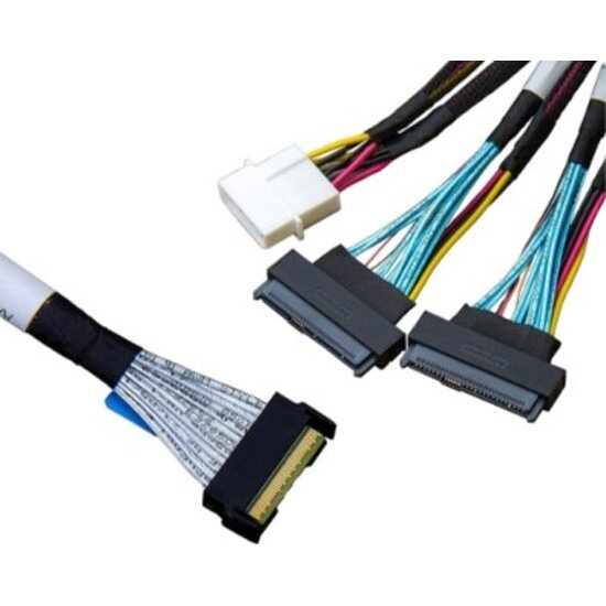 Кабель Amphenol RMC74-2464 Cable MCIO x8 74P (прямой) -TO- 2* U.2 (SFF-8639) , 85 Ohm, PCIe Gen 4, L:80cm (CMC239)