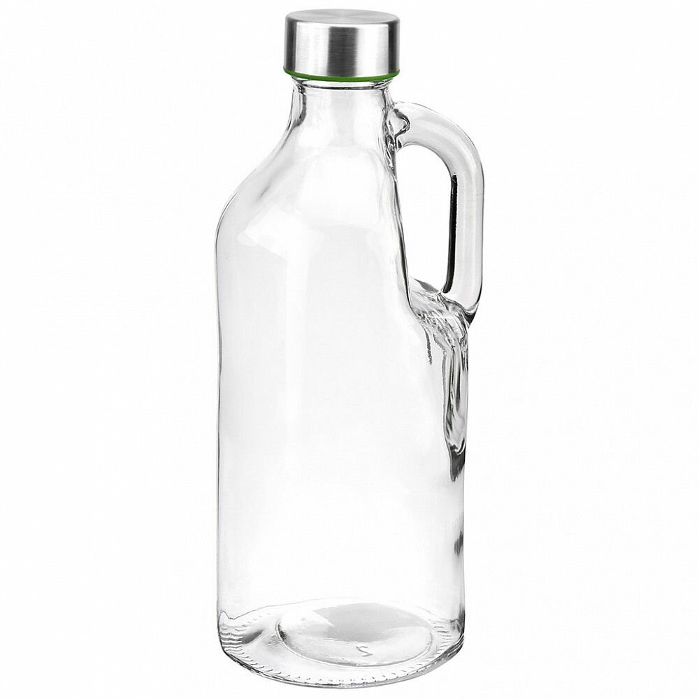 Бутылка стеклянная "Капелька" 1,1л h24,5см, д/горла 2,8см, с ручкой, винтовая комбинированная крышка (д/основания 9.5см)