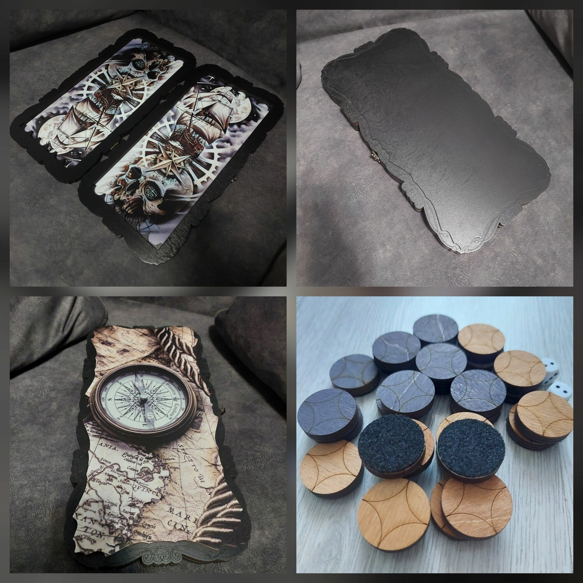 Нарды большие, ручной работы со стеклом, покрыты лаком