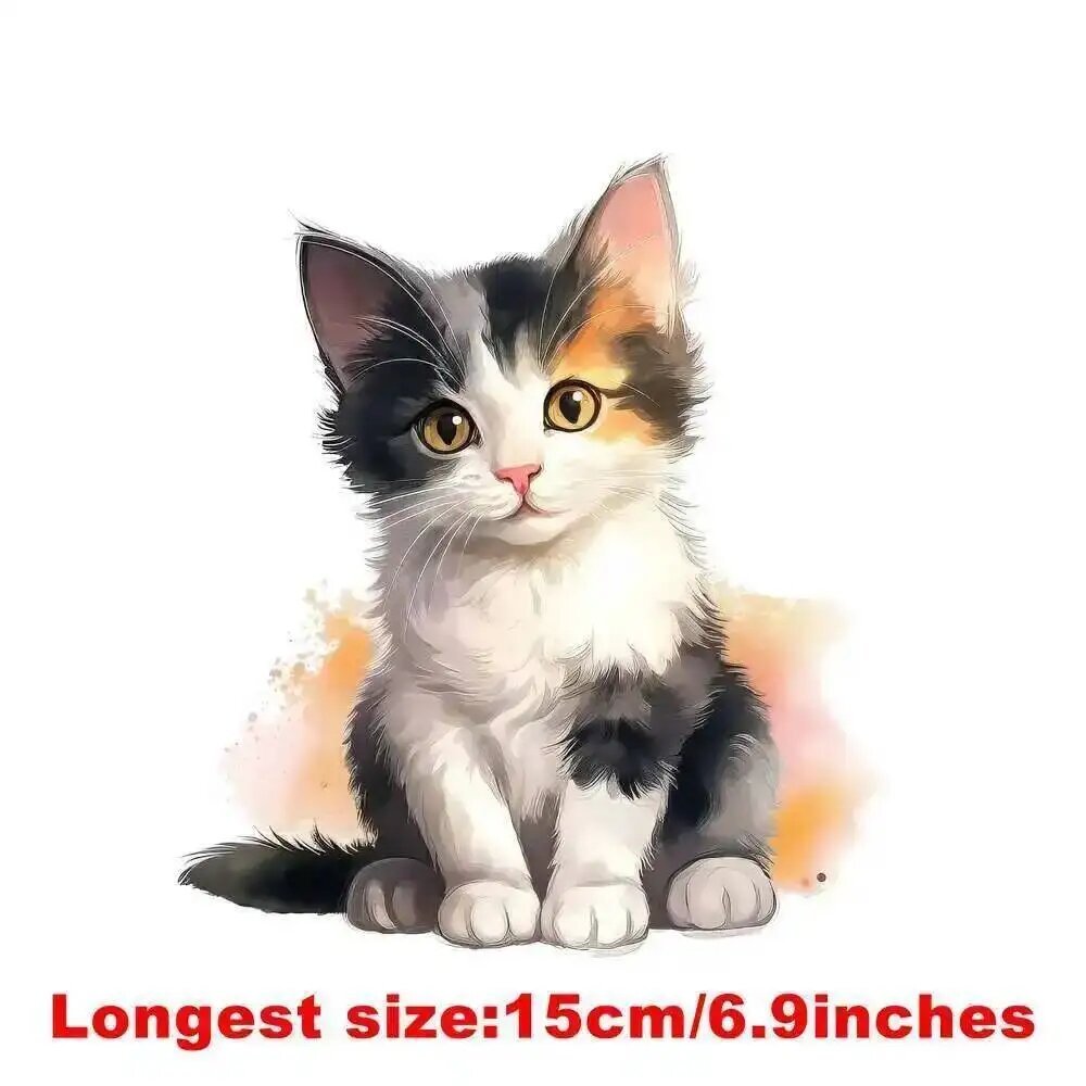 Наклейка на одежду с котенком, 15см, YTH0573-9