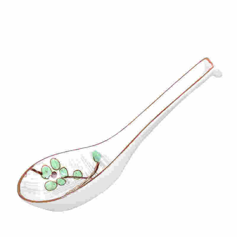 Корейский импортный набор посуды из керамики «Цинъин» с рисунком зеленой сливы для домашнего использования, включающий в себя миски для риса, суповые миски, тарелки и фруктовницы.