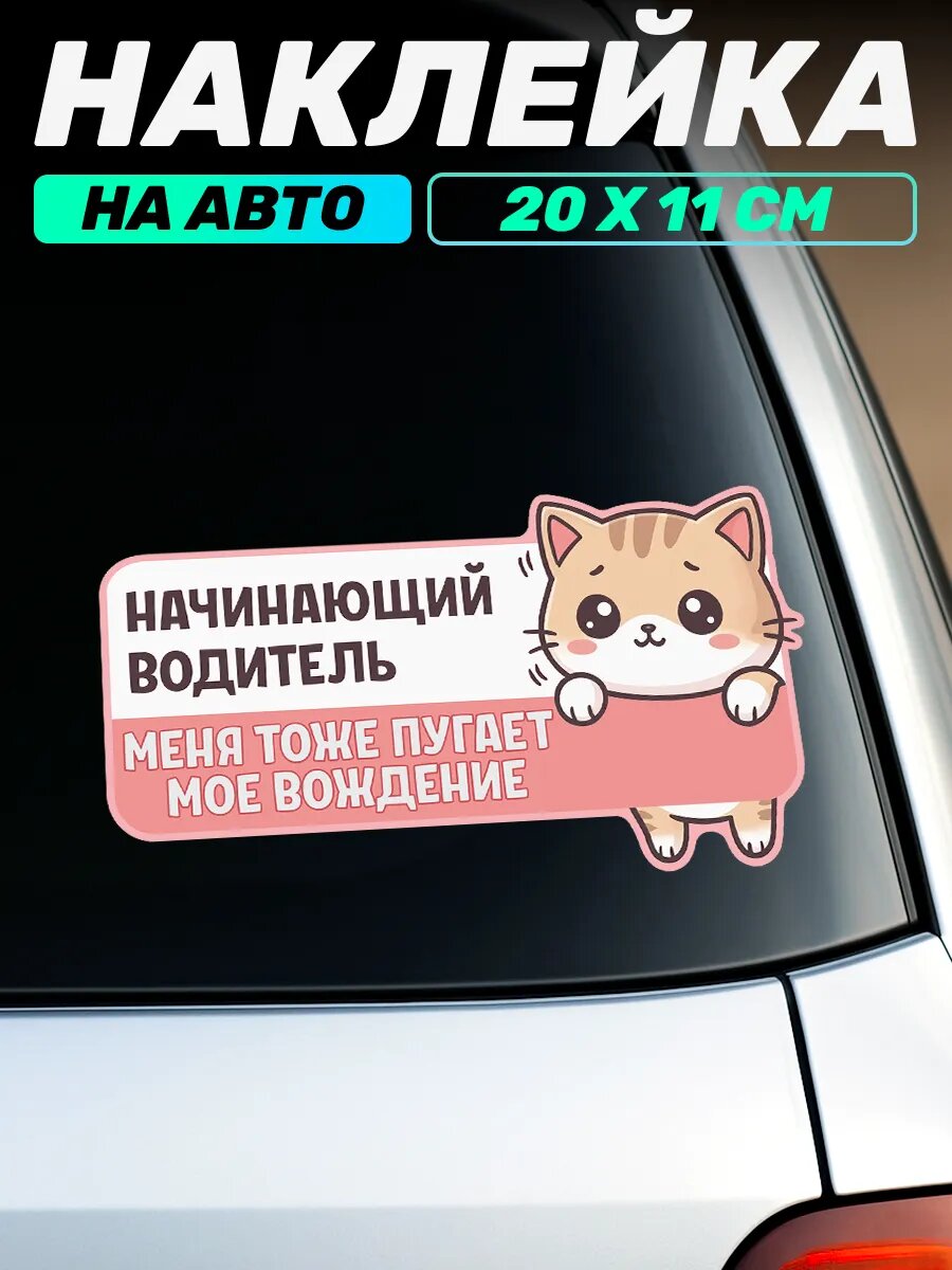 Наклейка на авто предупреждающий знак Начинающий водитель