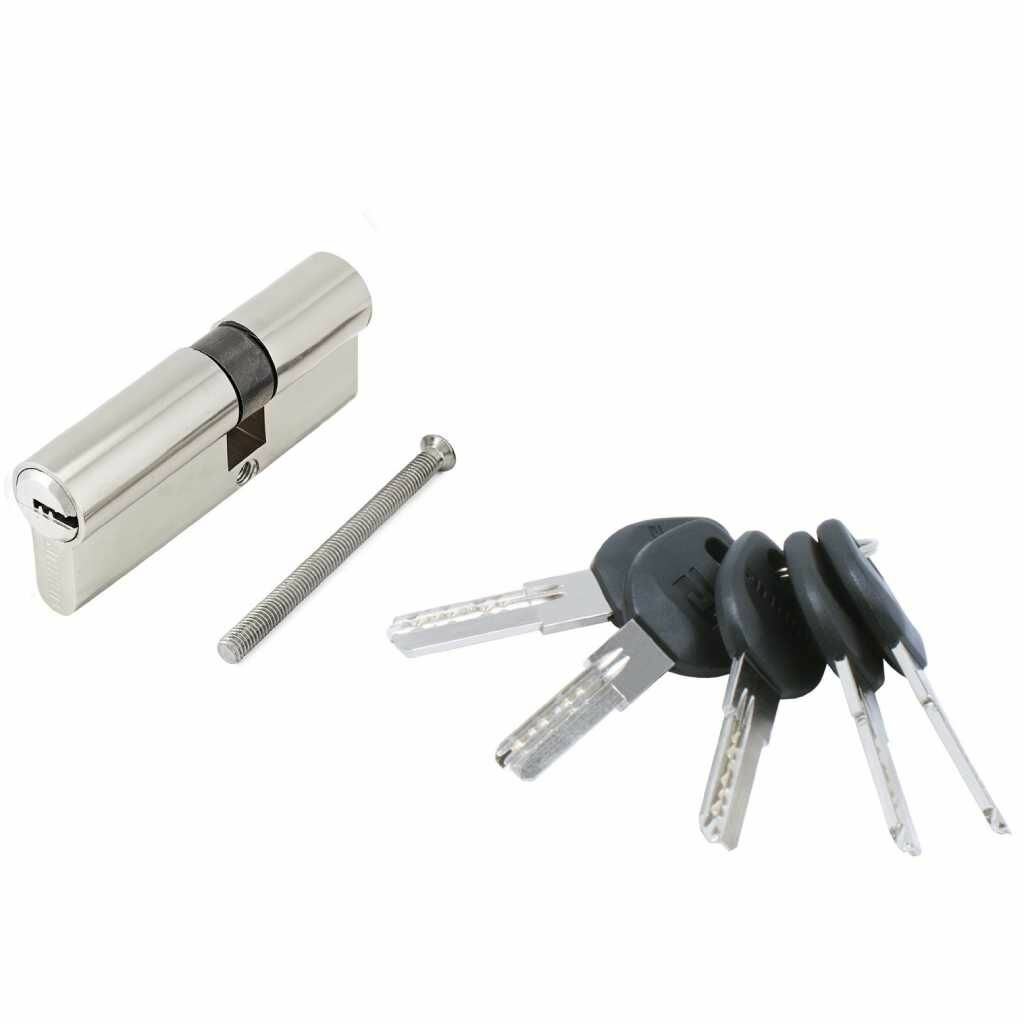 Личинка замка двери Аллюр HD F 80-5К CP, 80 мм, хром, 5 перфоключей, цилиндровый механизм для входных и межкомнатных дверей