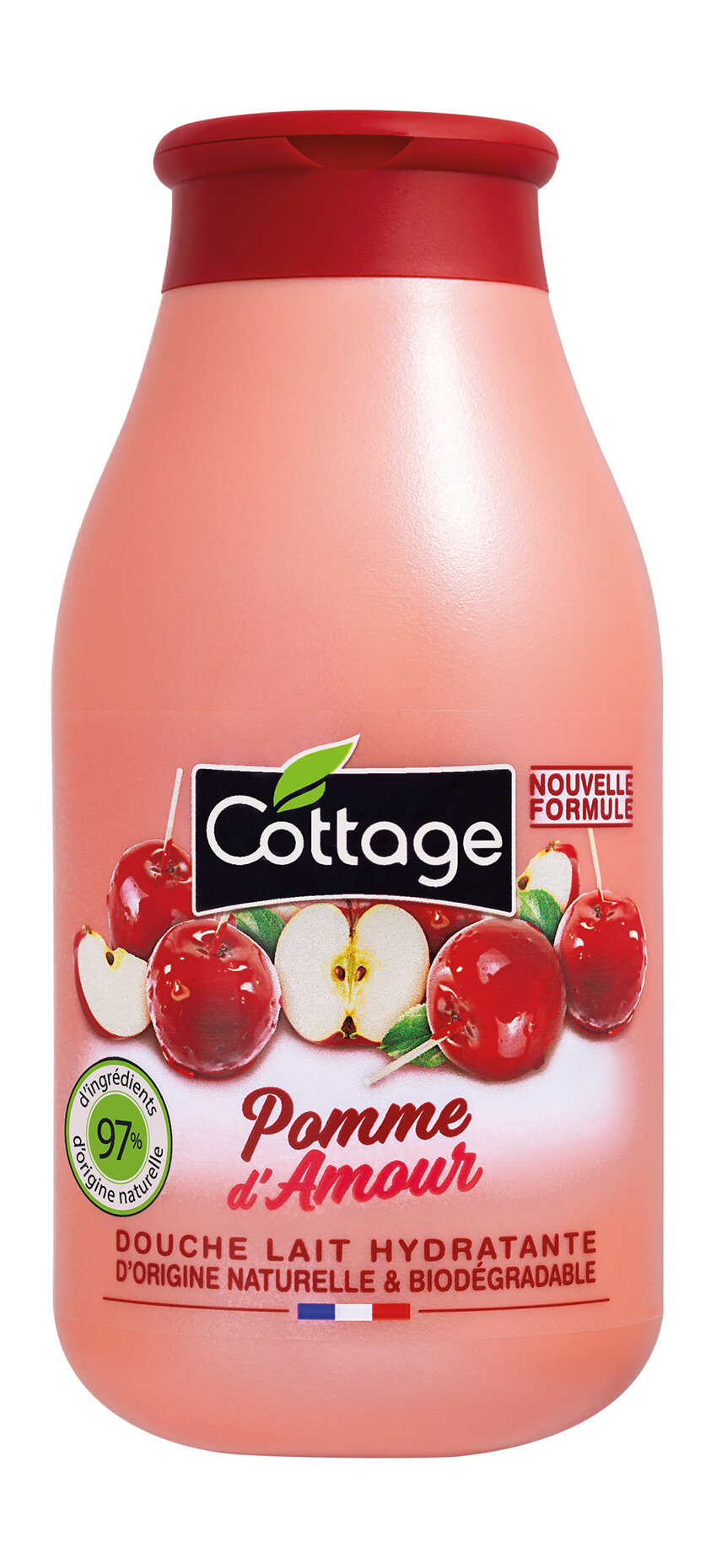 COTTAGE Молочко для душа Douche Lait Hydratante - Pomme d'Amour увлажняющее, 250 мл, яблоко в карамели