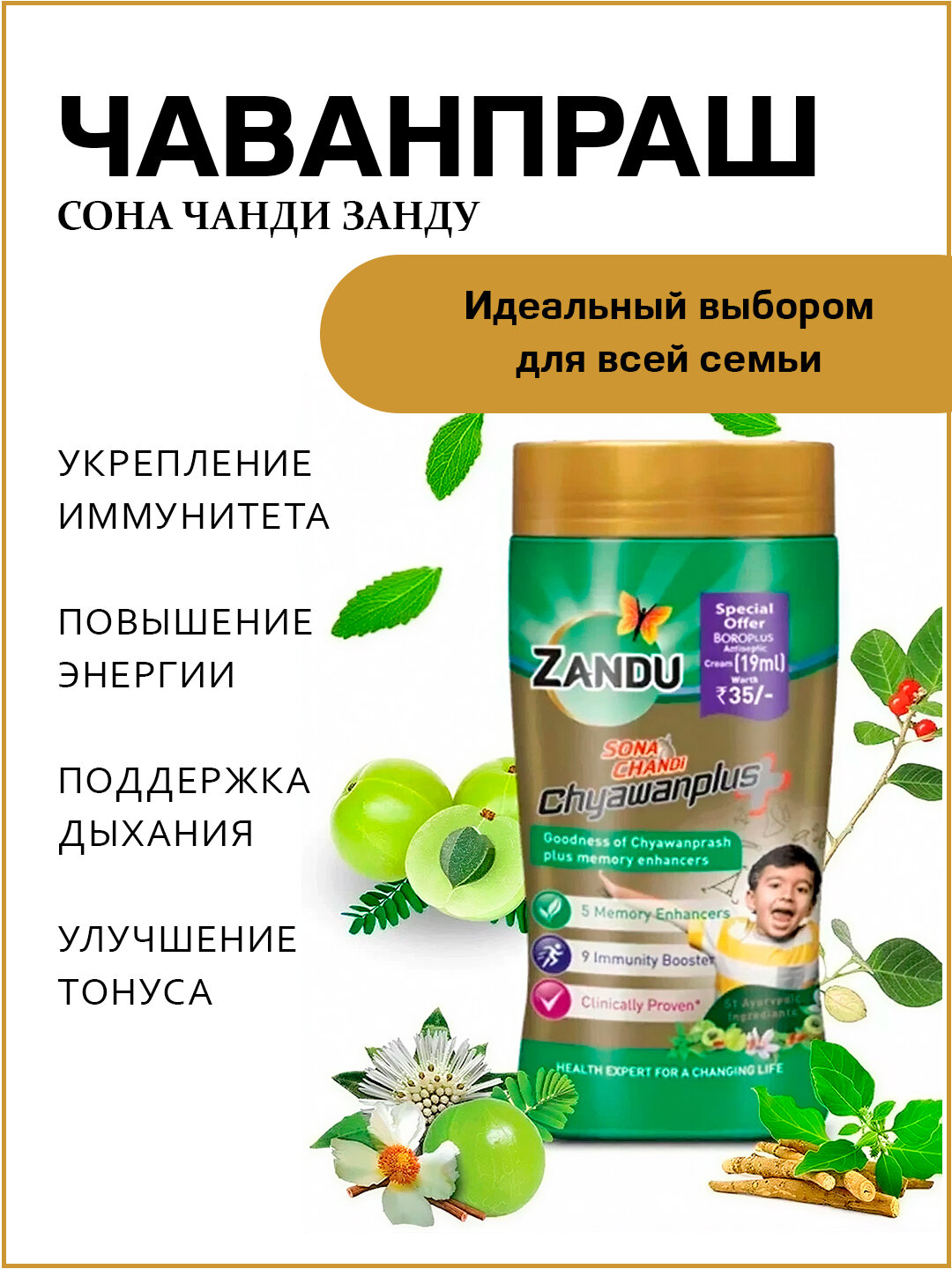 Чаванпраш Сона Чанди / Chyavanprash Chyawanplus Zandu 900 гр