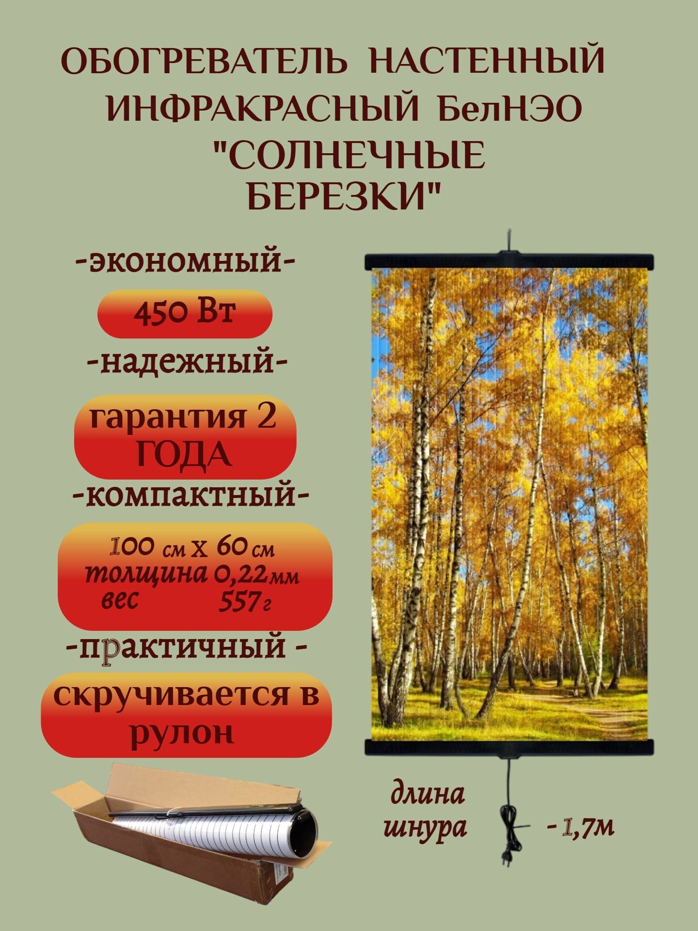 Инфракрасный пленочный обогреватель НЭО-450/230 Солнечные березы
