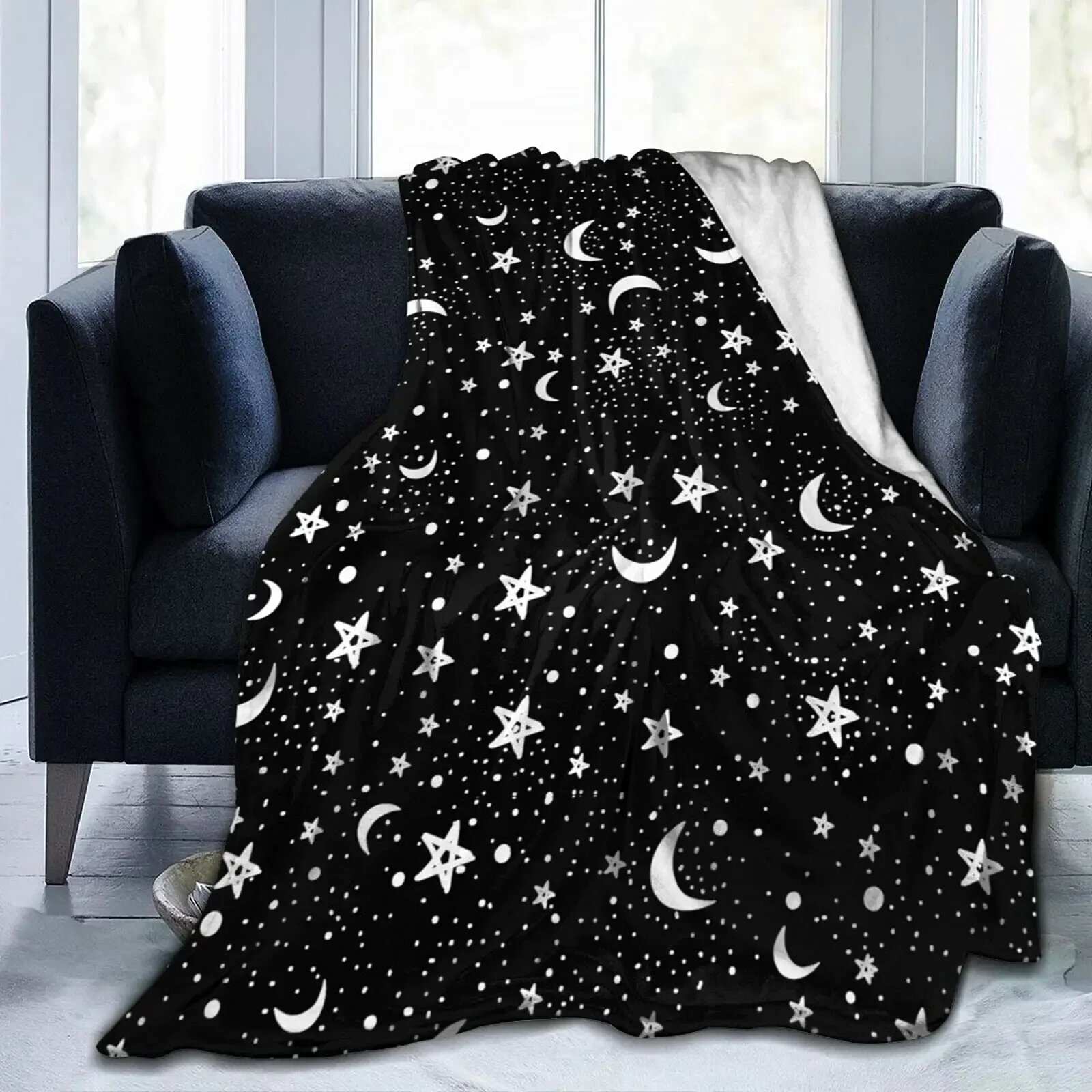 Черный плед со звездами 150x200 см