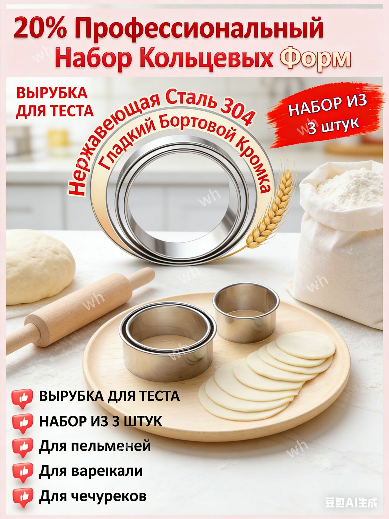 Форма для вырубки теста 3 шт