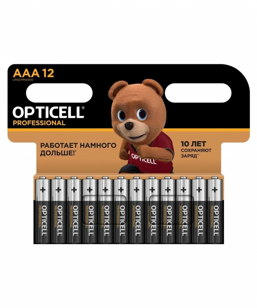 Батарейки мизинчиковые ААА LR3 "Opticell Professional", алкалиновые