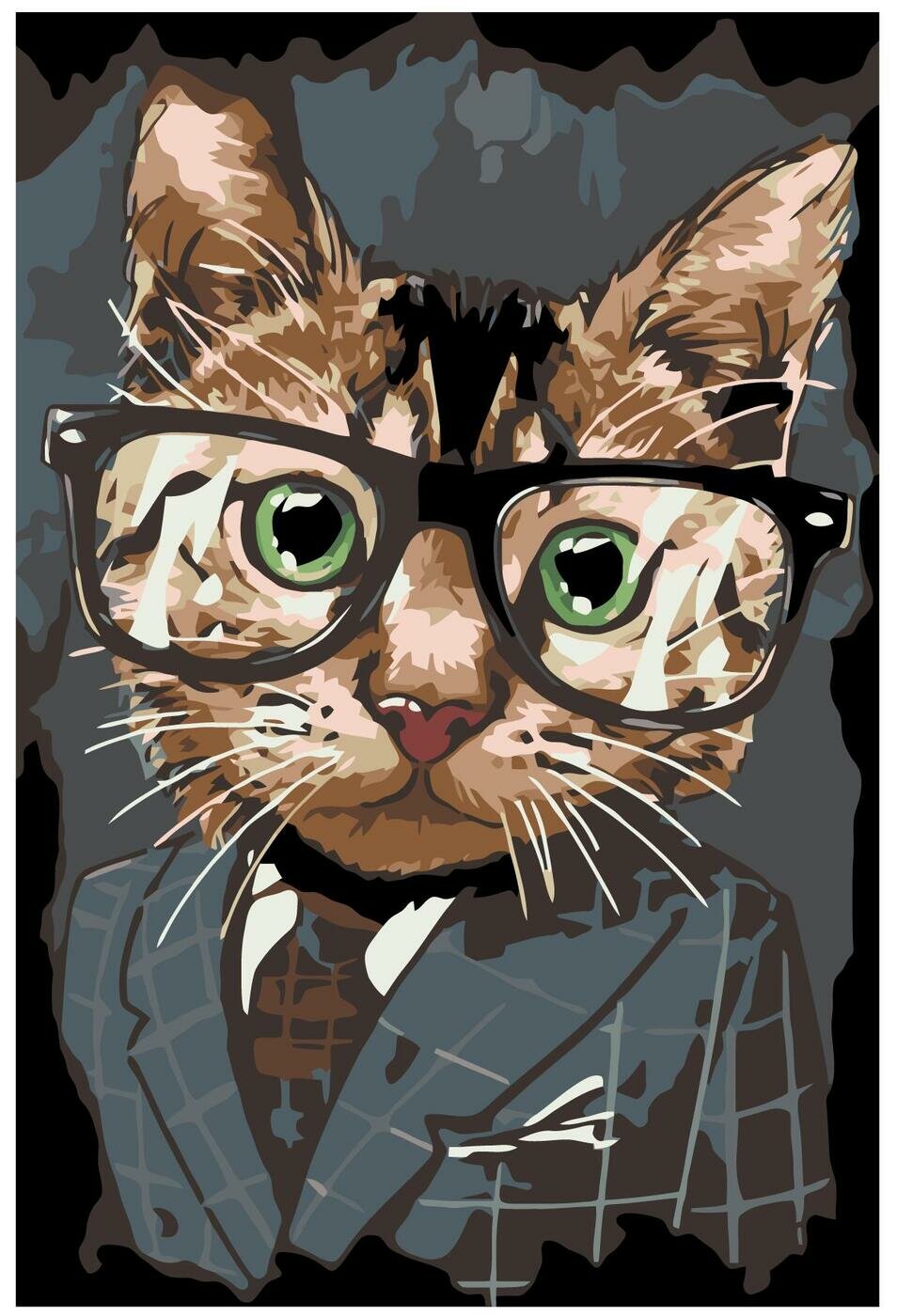 Картина по номерам, 40 x 60, A178, кот в очках, животные, костюм, деловой, котёнок