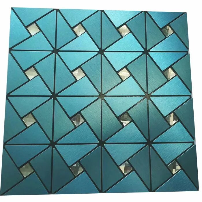Металлическая мозаика для стен 0.3 x 0.3 м, голубой, глянцевая