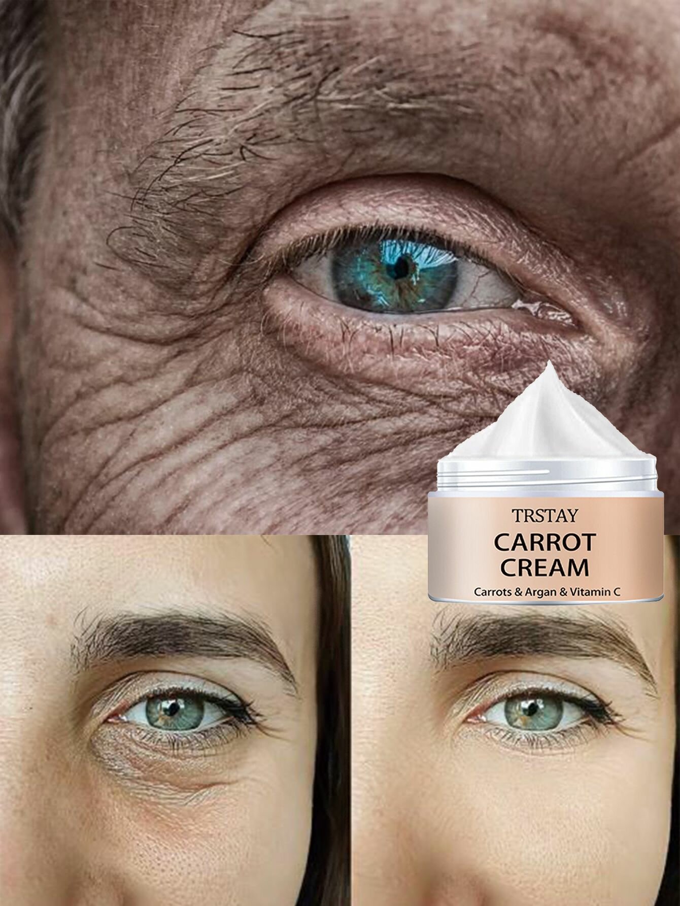 Морковный крем для глаз, может облегчить сухость кожи глаз, морщины, длительное использование имеет опреснение тонких морщин