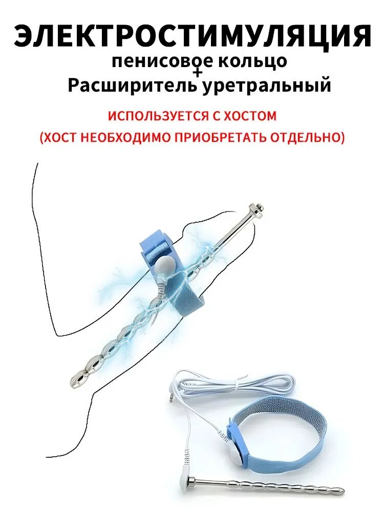 Электростимулятор расширитель мочевого канала и пенисовое кольцо электросекс