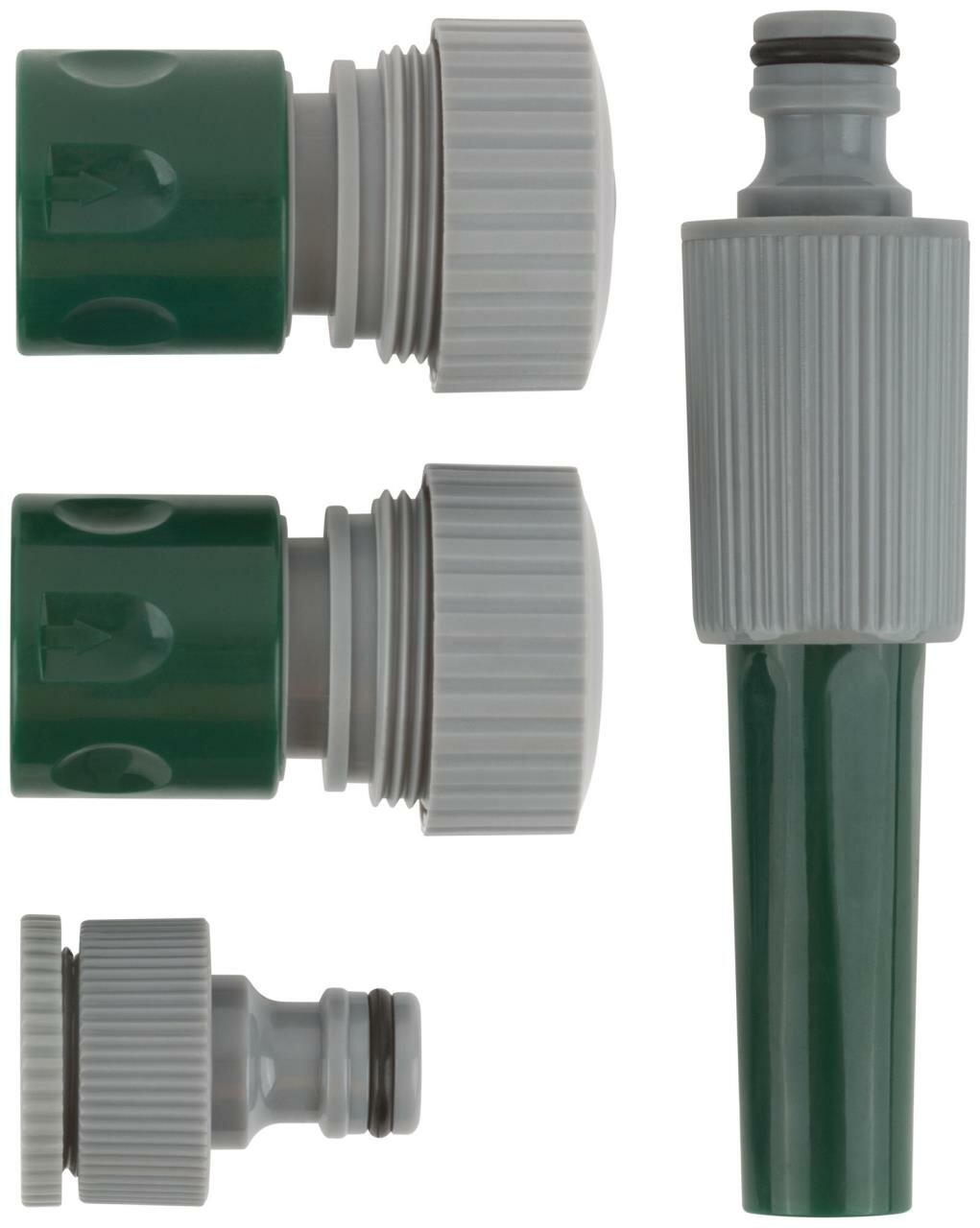 Набор поливочный 4 шт. 3 4" ( насадка для полива, соединитель, соединитель с автостопом, адаптер внеш
