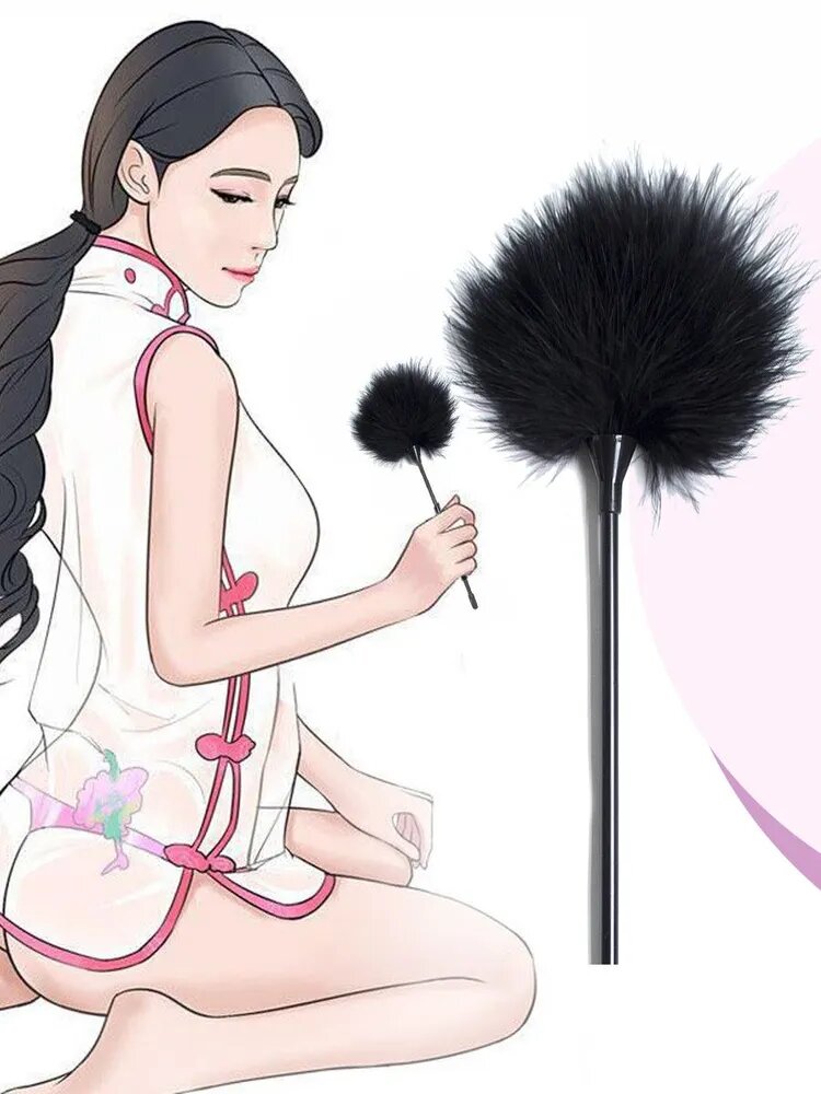 Кисточка БДСМ, палочка с перьями горничной, (госпожи), (для ролевых игр)