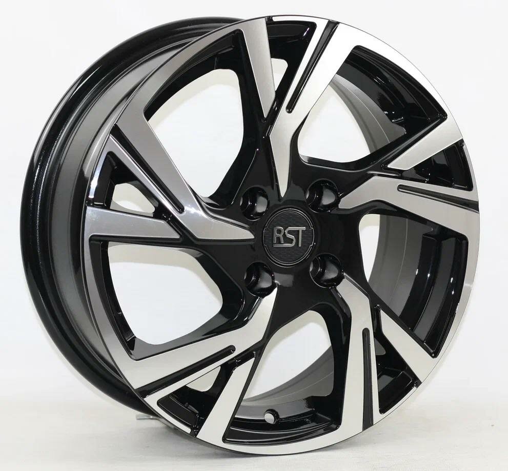 Диск автомобильный литой RST R075 15x6 4x100 et46 dia60.1 Чёрный с полированной лицевой частью