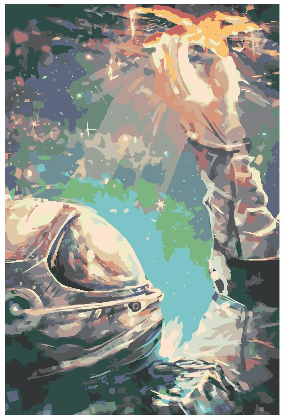 Картина по номерам, 40 x 60, IIIR-p-256, космонавт, шлем, человек